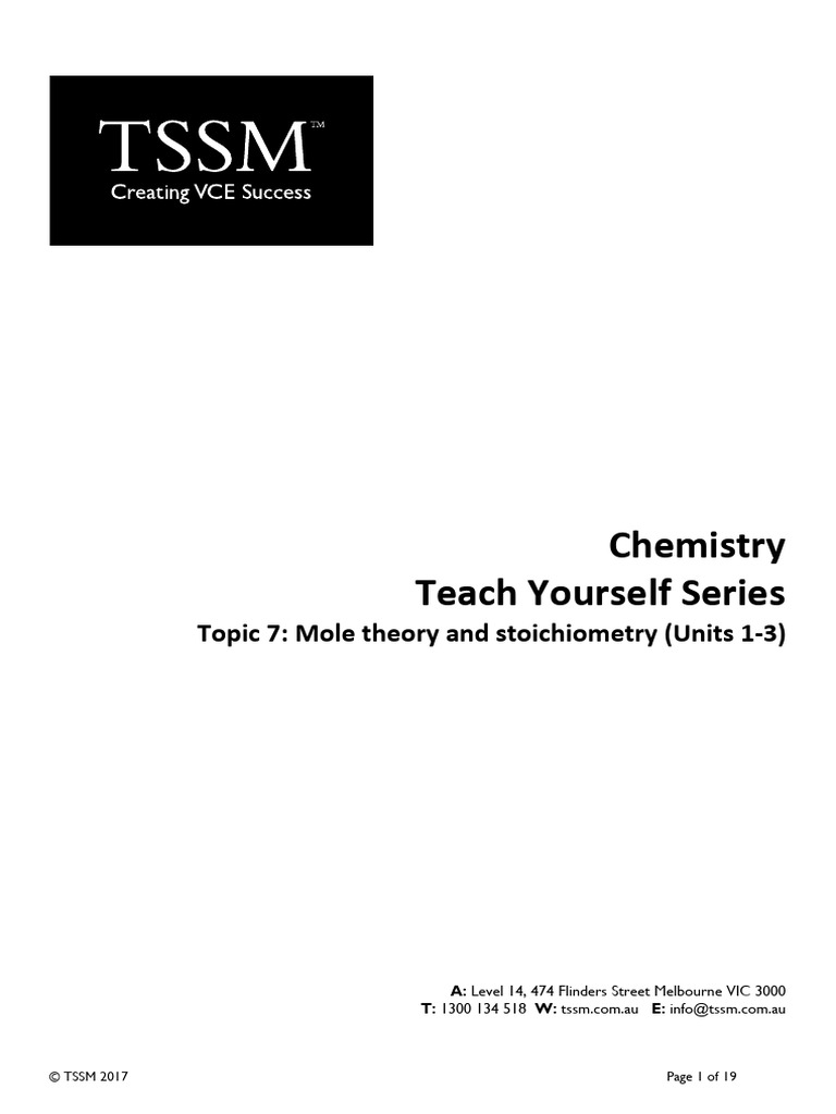 Mole Theory and Stoichiometry Guide | PDF | Precipitation (Chemistry ...