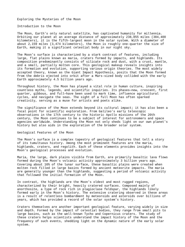 Exploring The Mysteries of The Moon | PDF | Moon | Exploration Of The Moon