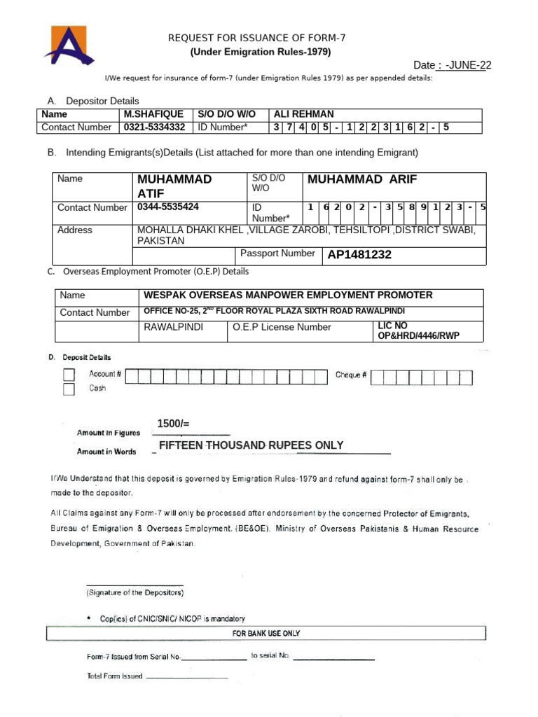 Form-7 (Allied Bank) ATIF | PDF