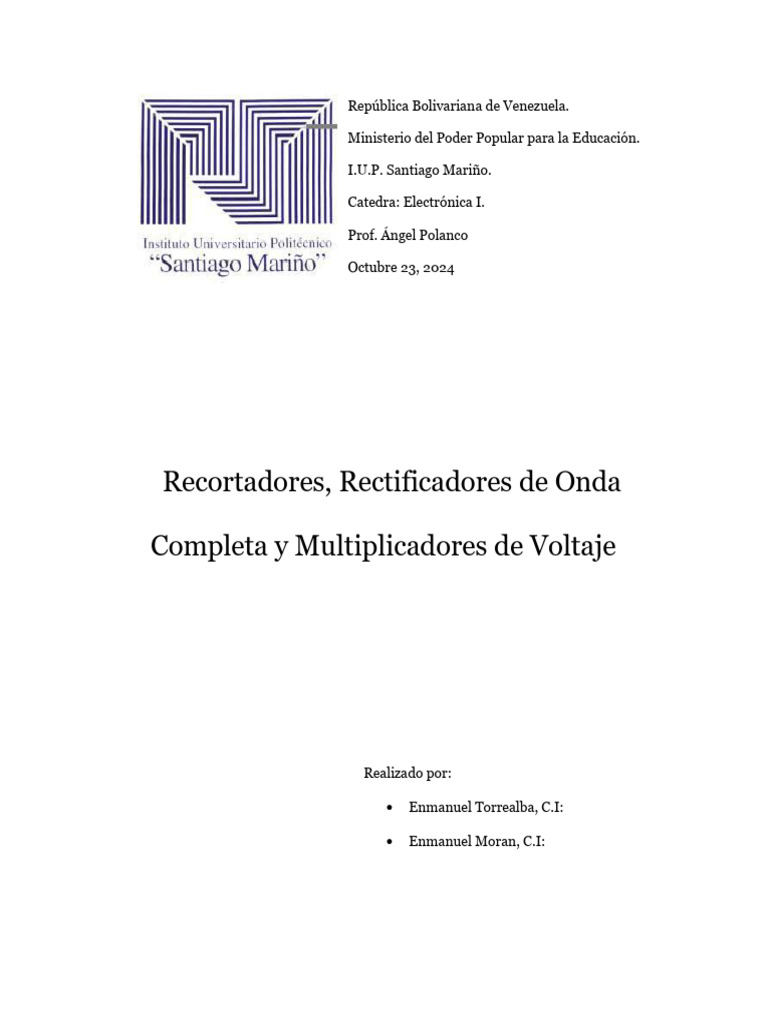 Recortadores, Rectificadores y Multiplicadores | PDF | Rectificador | Diodo
