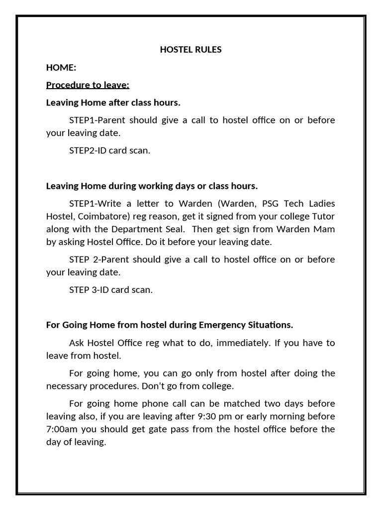 Hostel Rules | PDF