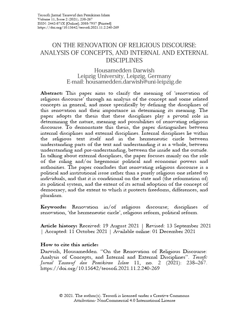 Renovating Religious Discourse Analysis | PDF | Hermeneutics ...
