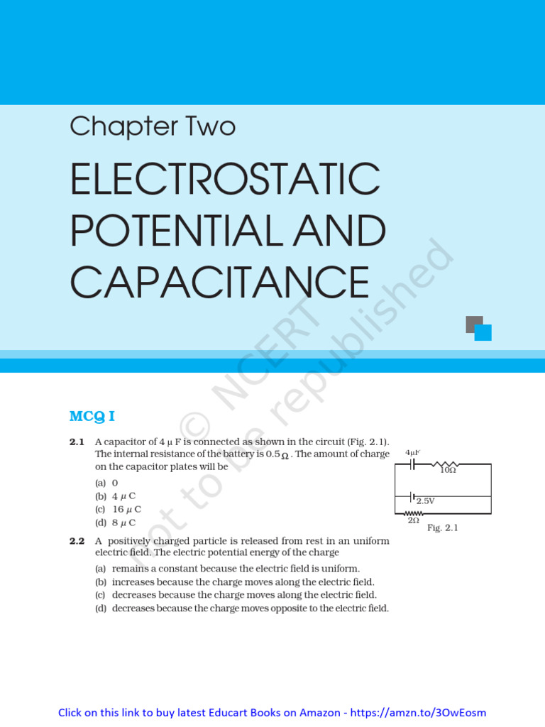 Unit 2 (Electrostatic Potential and Capacitance) | PDF | Capacitance | Capacitor
