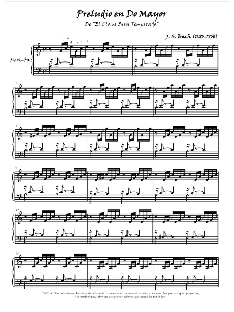 Preludio 1 Clave Bien Temperado | PDF