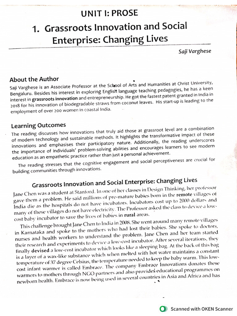 Grassroot Innovation and Social Enterprise Changing Lives | PDF