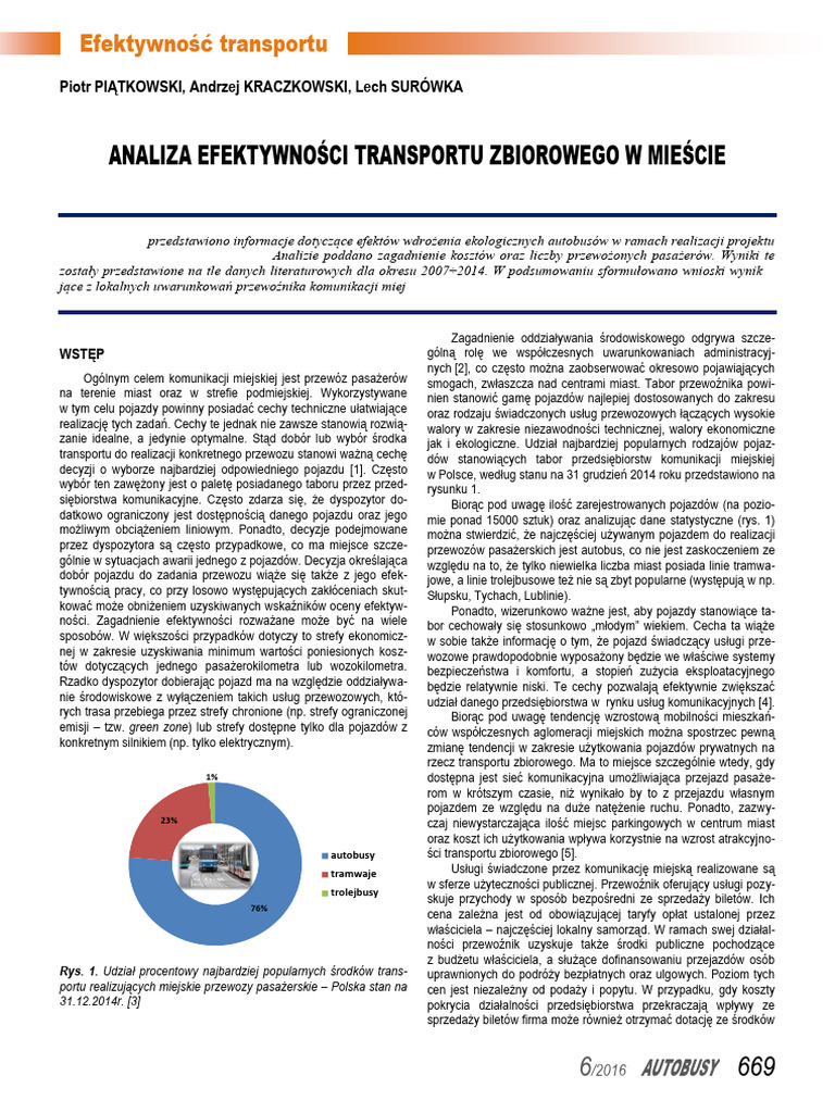 Analiza Efektywności Transportu Zbi | PDF