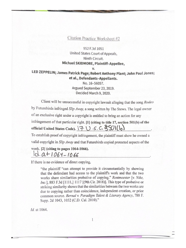 Citation Practice Worksheet #2 | PDF