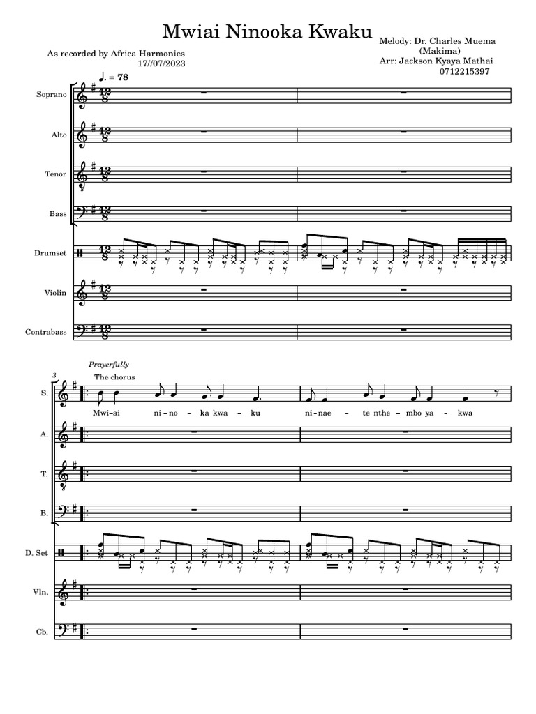 Mwiai Ninooka Kwaku - Jackson Kyaya Mathai - Africa Harmonies | PDF ...