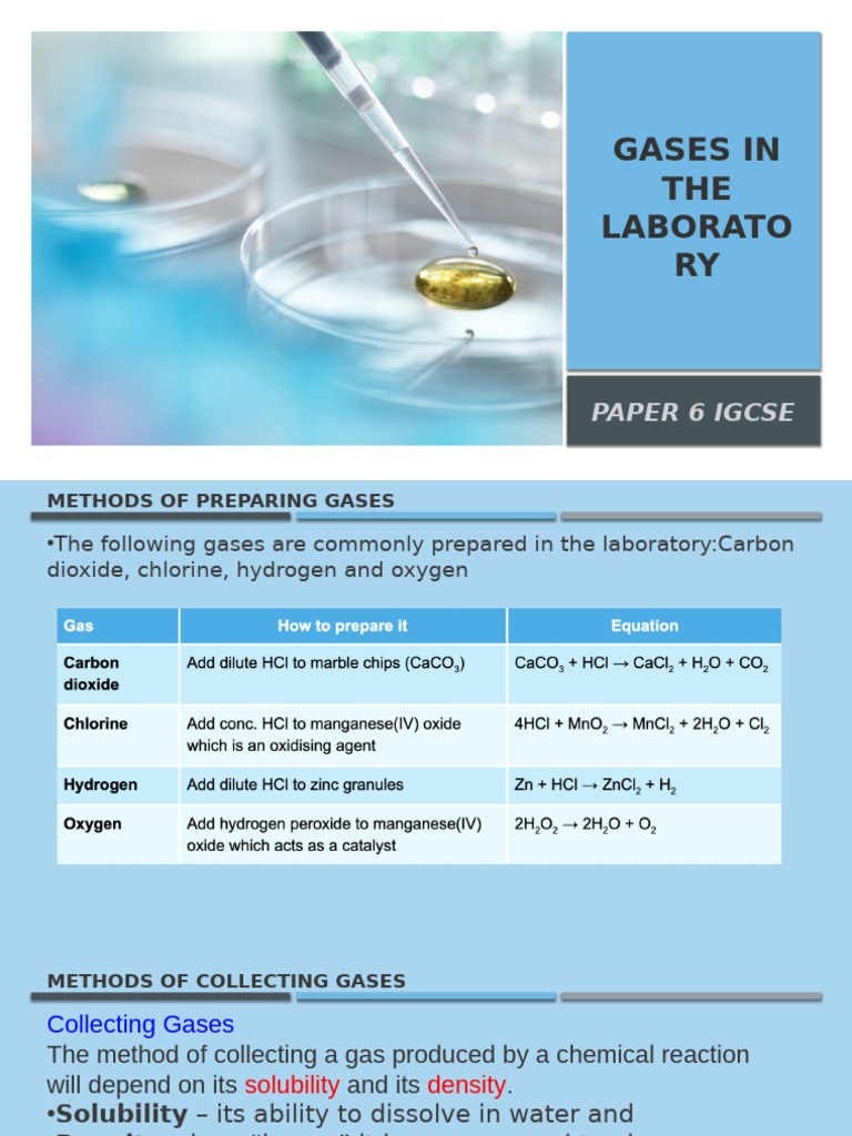 Gases in the Laboratory | PDF | Solubility | Distillation