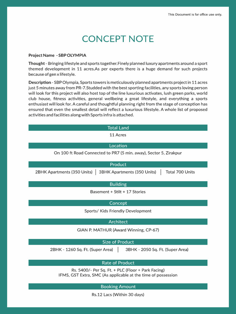 Concept Note - SBP Olympia1 | PDF