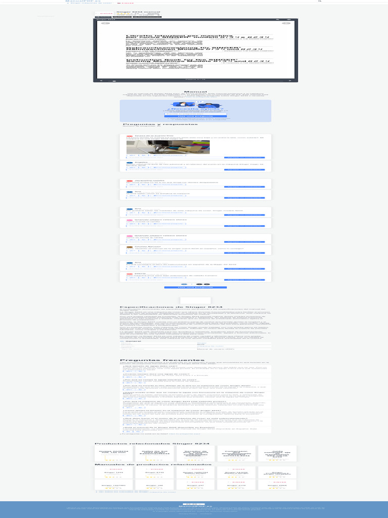 Manual Singer 8234 (76 Páginas) | PDF | Máquina de coser | Bienes ...