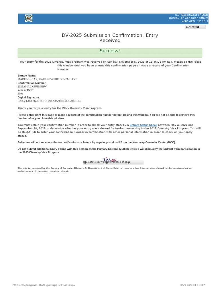 Electronic Diversity Visa Program | PDF