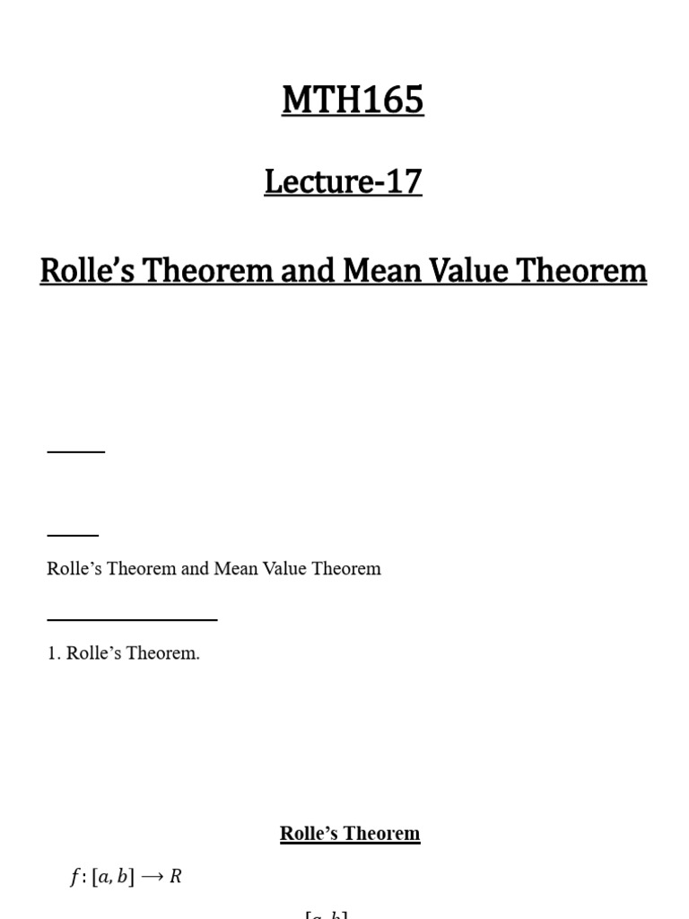 U3-Rolle's theroem and Mean value theorems | PDF | Slope | Tangent