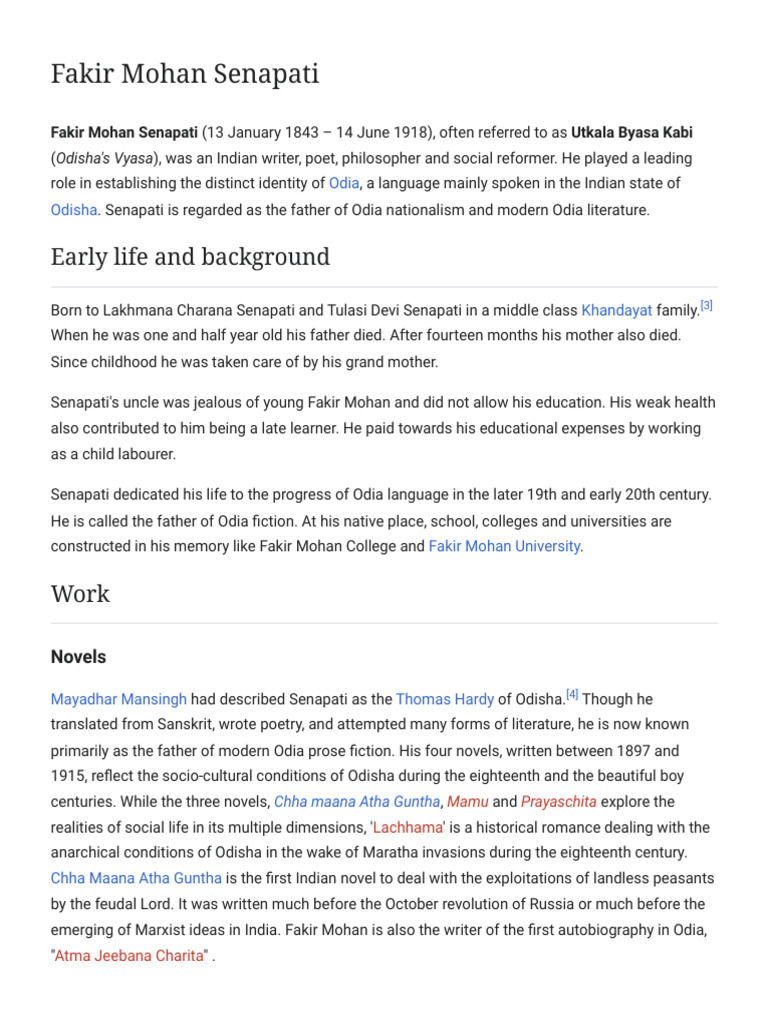 Fakir Mohan Senapati - Wikipedia | PDF