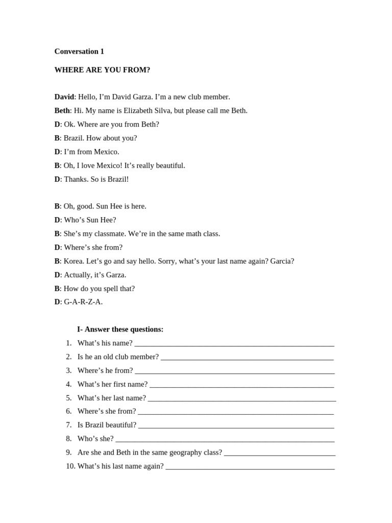 Conversation 1 Pdf