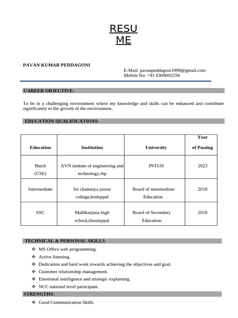 Pavan Resume | PDF