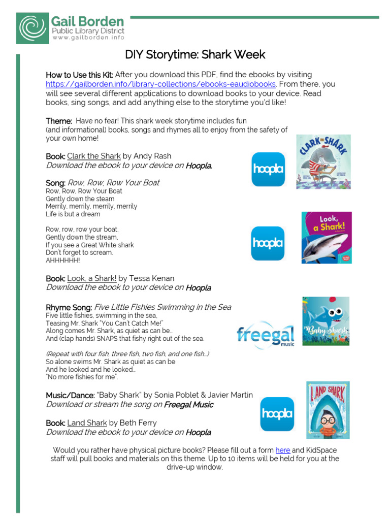 DIY Storytime Shark Week | PDF