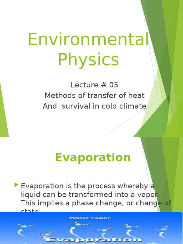 Lecture # 05 Environmental Physics | PDF | Evaporation | Hypothermia