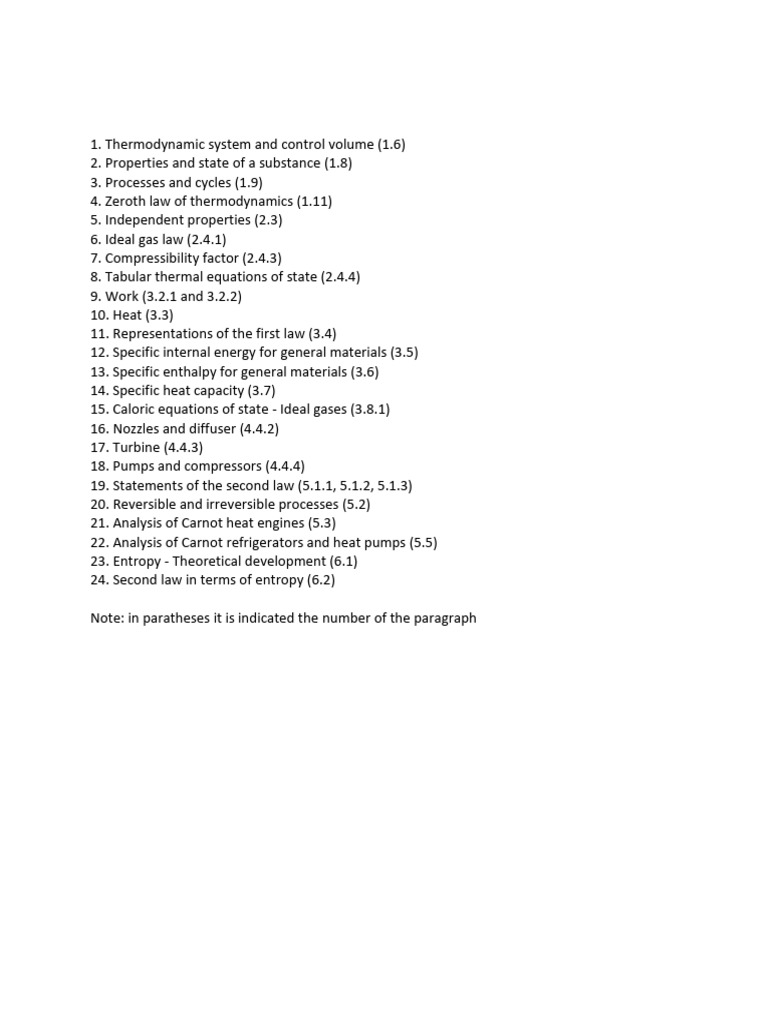 Thermodynamics Exam Theory Topics | PDF