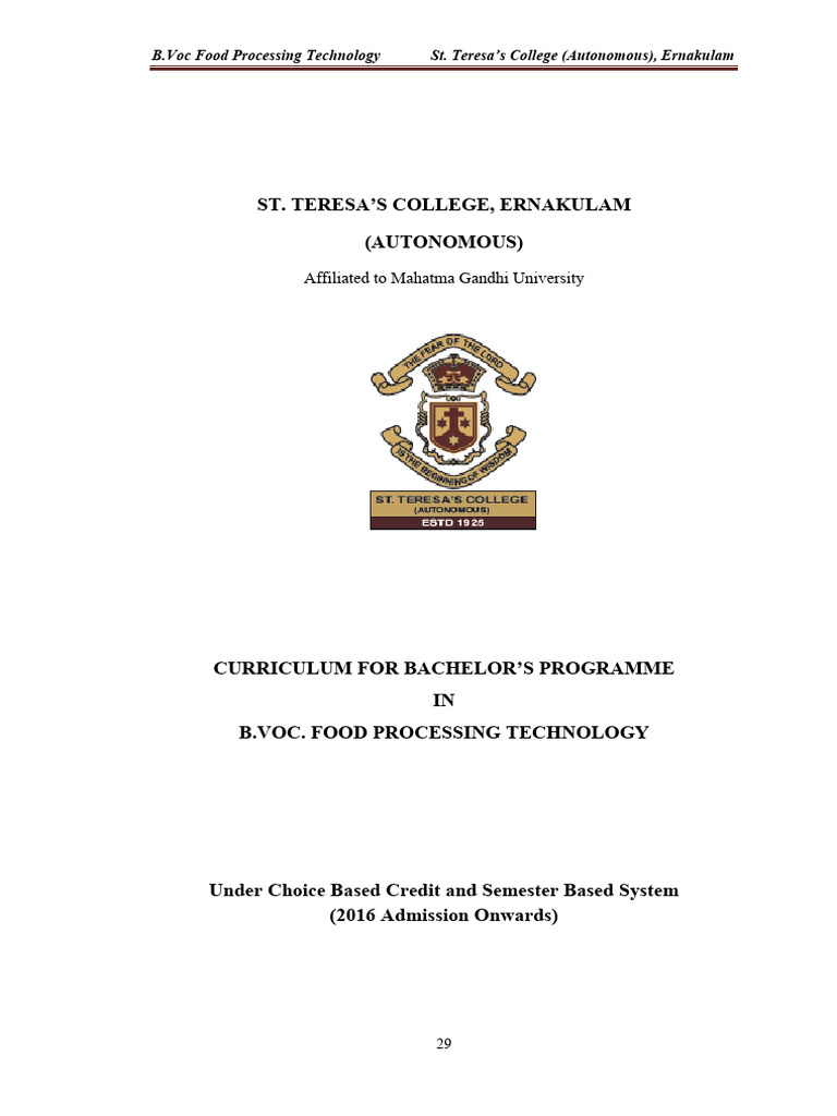 B.Voc-Food-Processing | PDF | Course Credit | Baking
