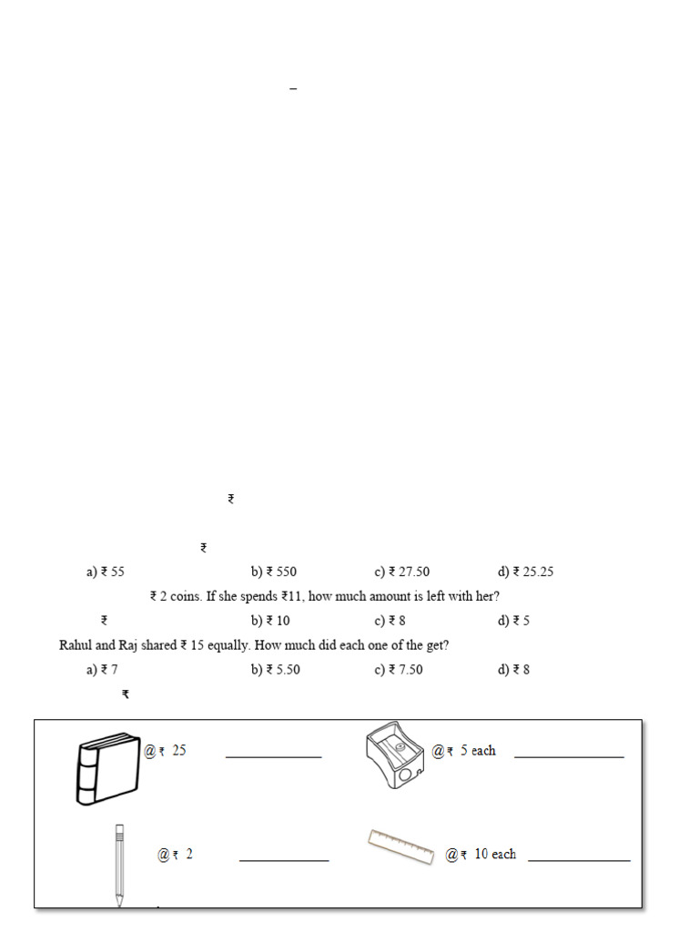 Grade 3-Time, Money and Data Handling Chapter End Worksheet-1 | PDF ...