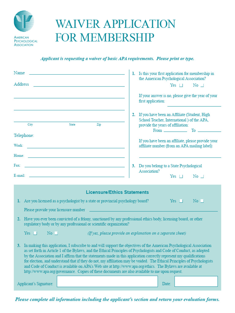 Waiver Application | PDF | Thesis | Academic Degree