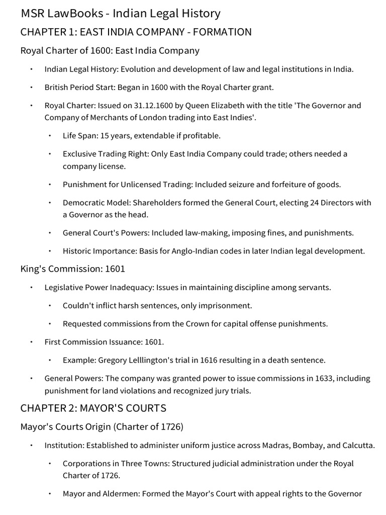 INDIAN LEGAL HISTORY Notes | PDF | Jurisdiction | Civil Law (Legal System)