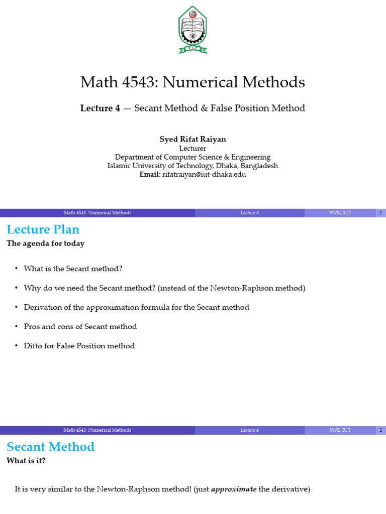 SWE-Math4543-Lecture4 | PDF | Computational Science | Algorithms