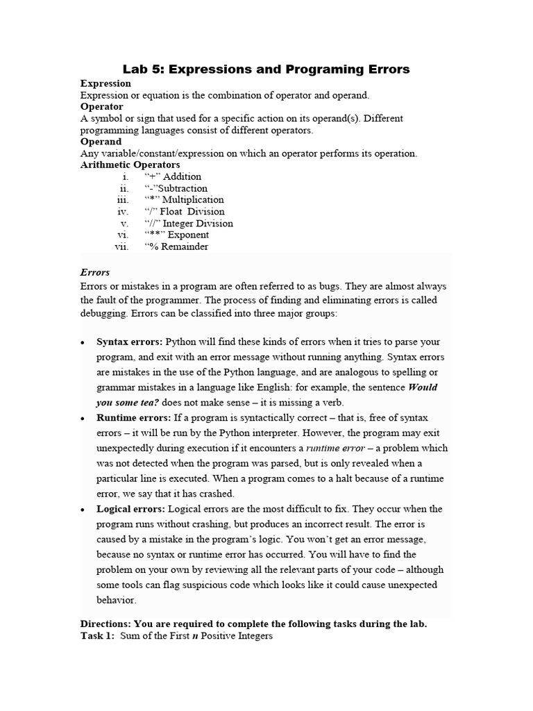 Lab 05 Itp Pdf Computer Program Programming