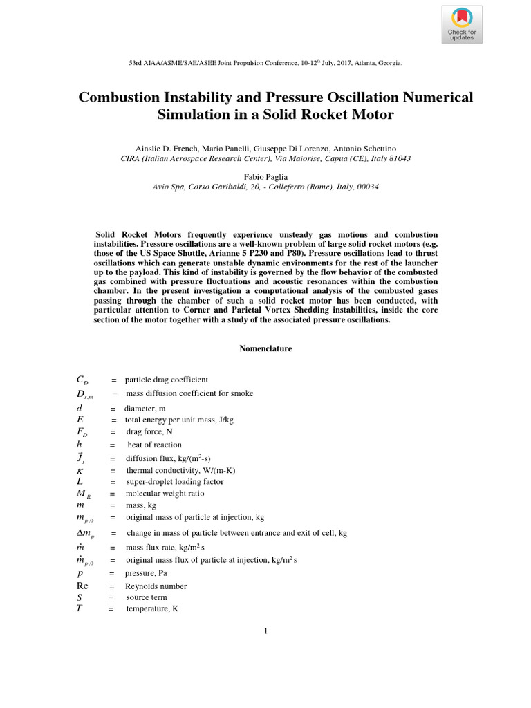 Combustion Instability and Pressure Oscillation Numerical in A Solid ...
