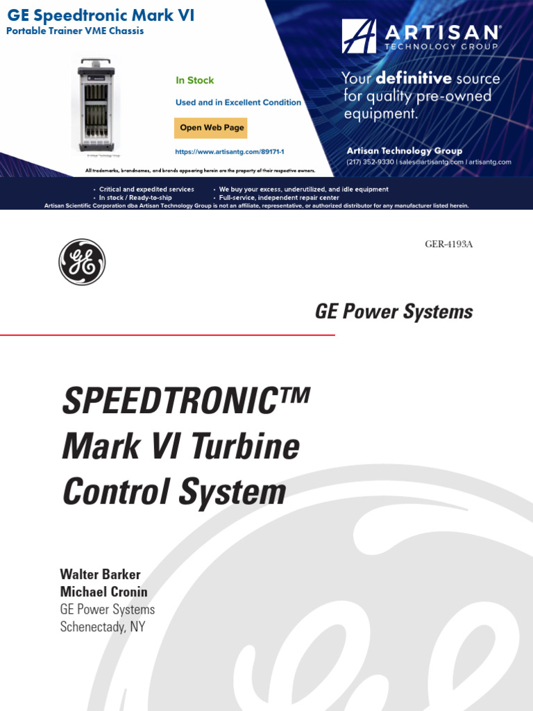 GE Speedtronic Mark VI Manual 20167610475 | PDF | Relay | Input/Output