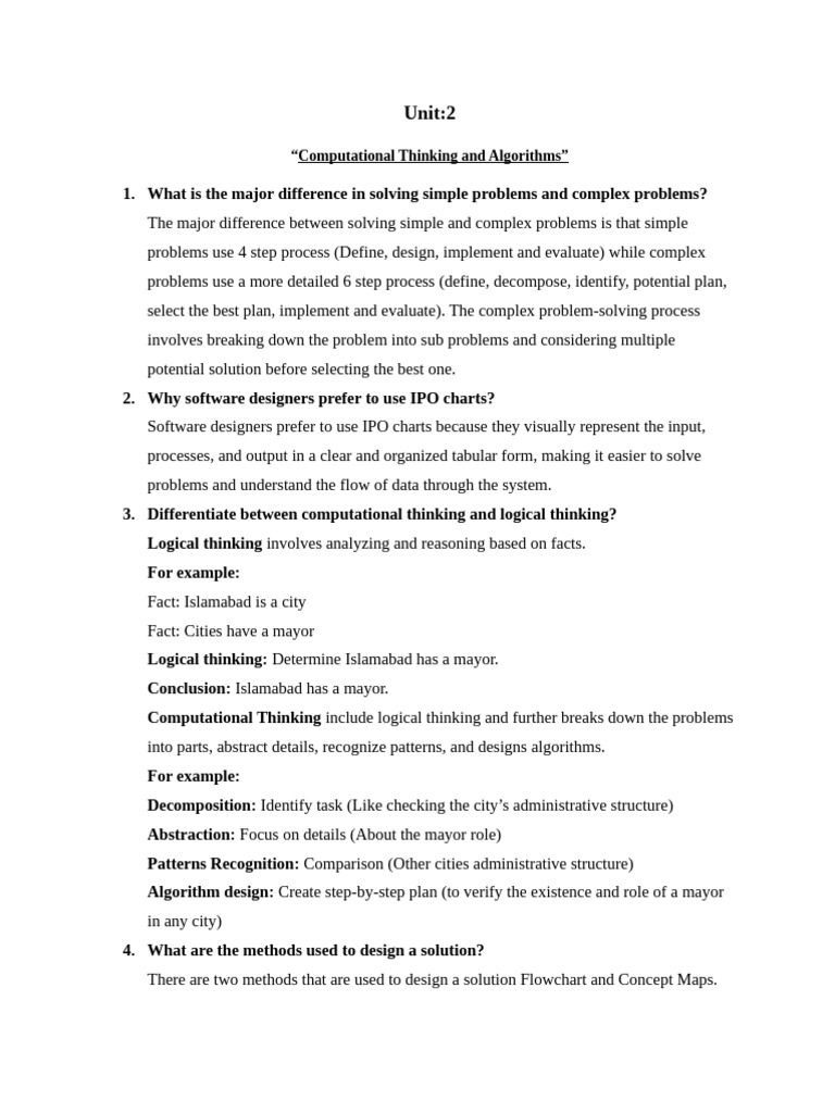 Chap 2 Class 9 Computer Pdf Algorithms Thought 