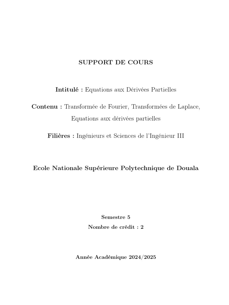 Tranf Integrale et EDP (1) | PDF | Transformation de Laplace | Convolution