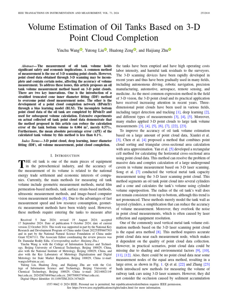 3-D Point Cloud Oil Tank Volume Estimation | PDF | Volume | Root Mean ...