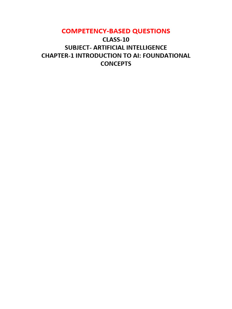 417 Competency Based Question Artificial Intelligence Chap-1 (2024-25) | PDF | Artificial ...