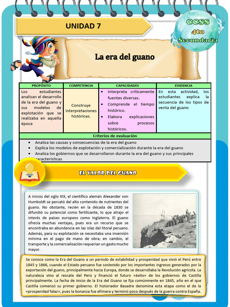 La Era Del Guano-Ficha de Actividad CCSS 4°-Semana 2 Uni 5 | PDF | Economias