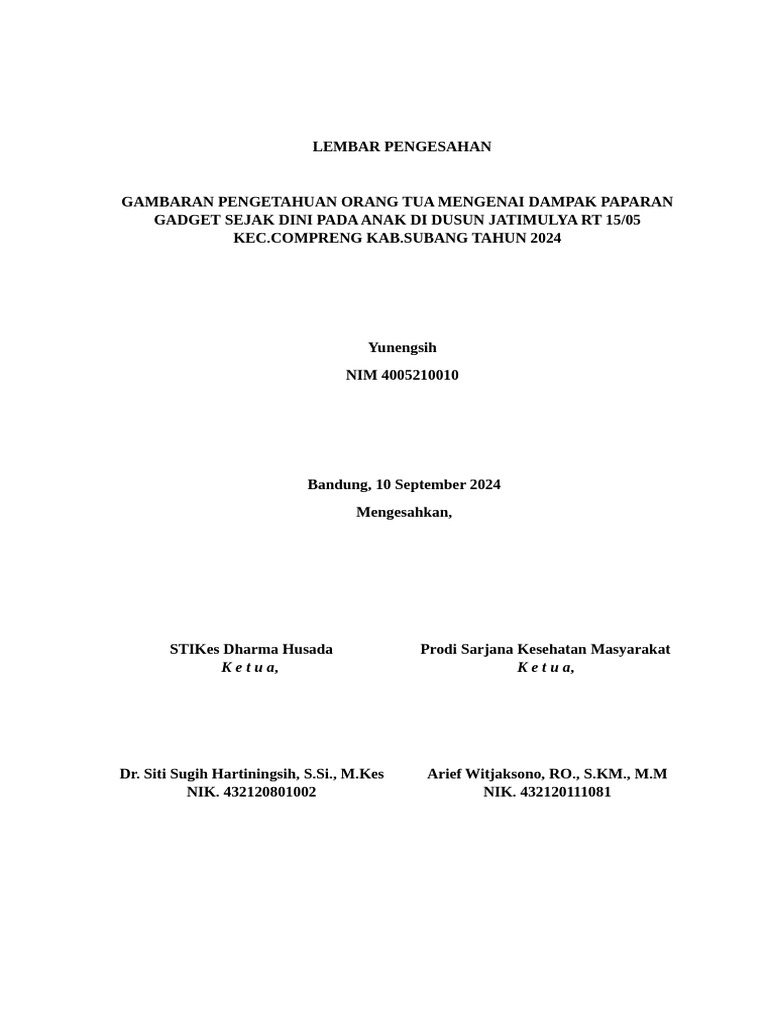Format Pengesahan Yunengsih | PDF