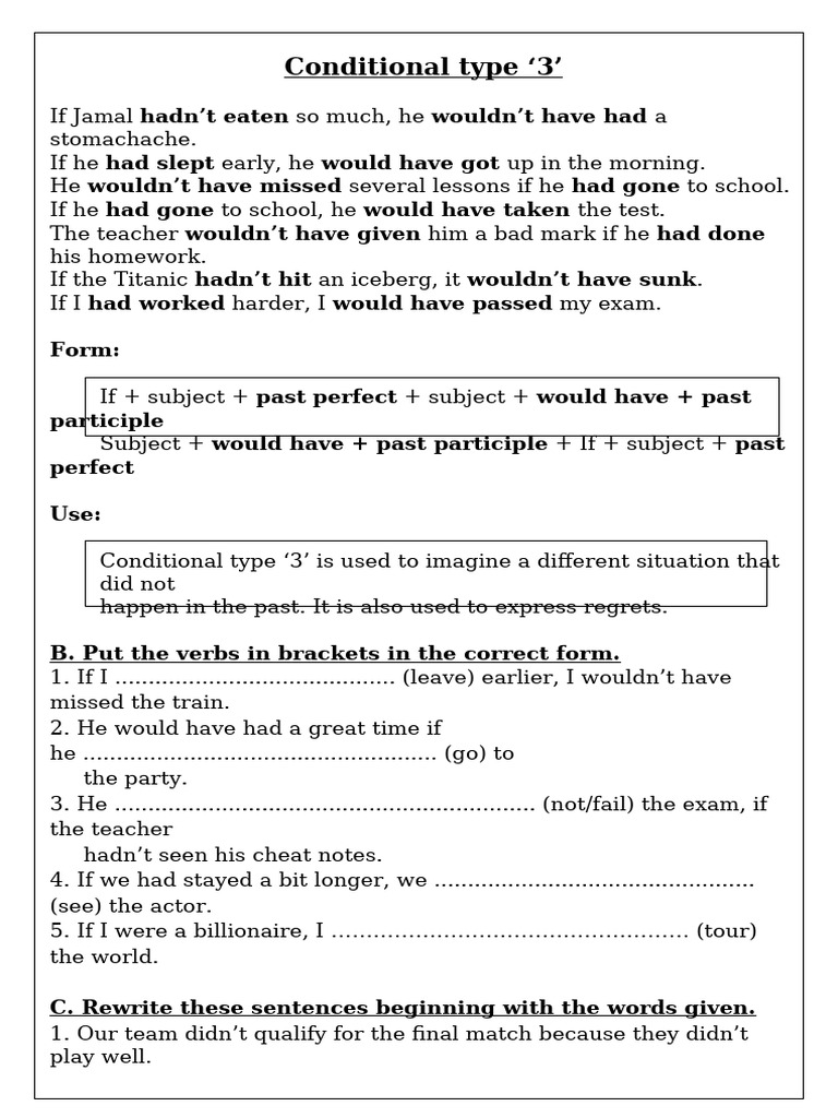 Conditional type 3 | PDF | Languages | Foreign Language Studies Conditional type 3 | PDF | Languages | Foreign Language Studies