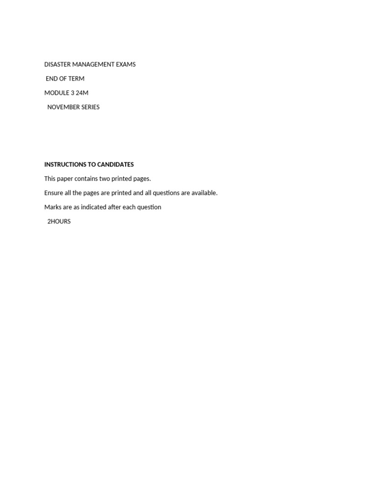 Disaster Management Questions November | PDF