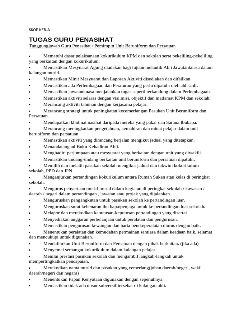 Skop Kerja | PDF