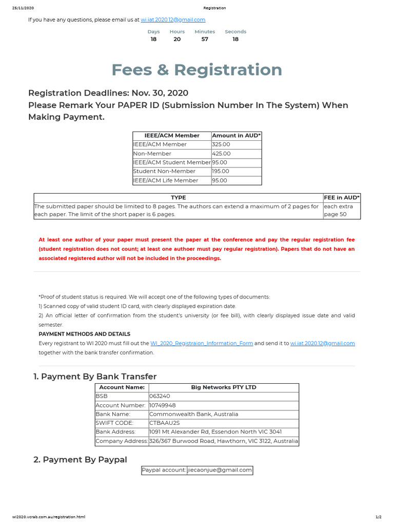 Registration | PDF | Payments