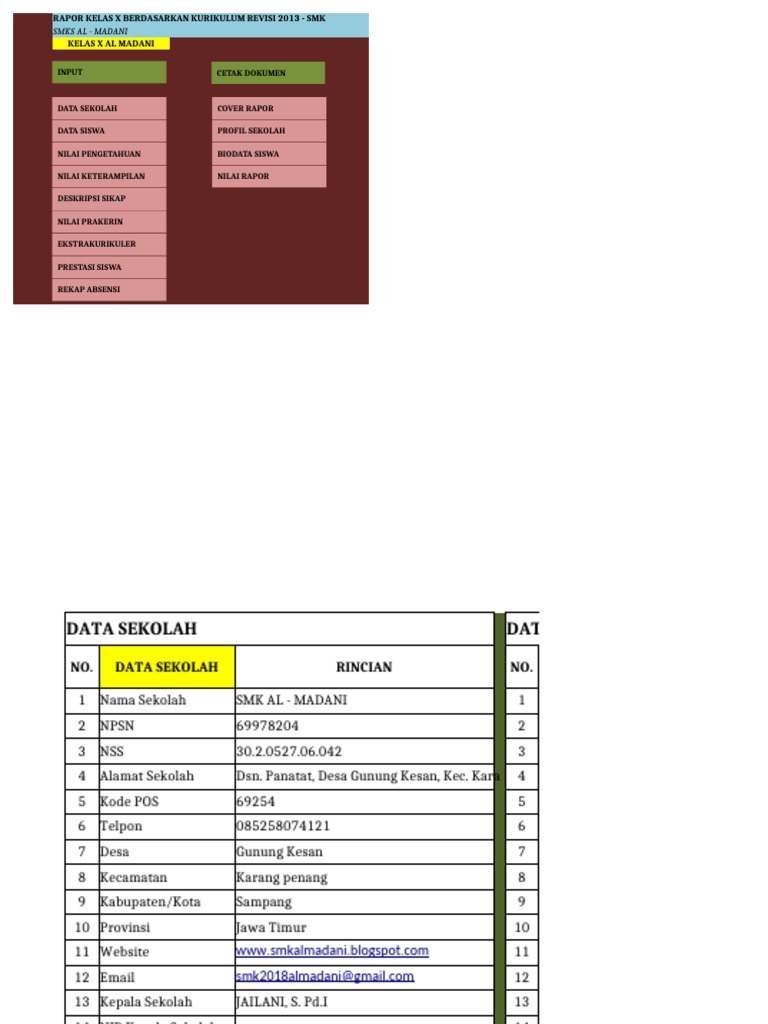 RAPORT KELAS X AL MADANI 2021-2022 Semester 1 (FIX) | PDF