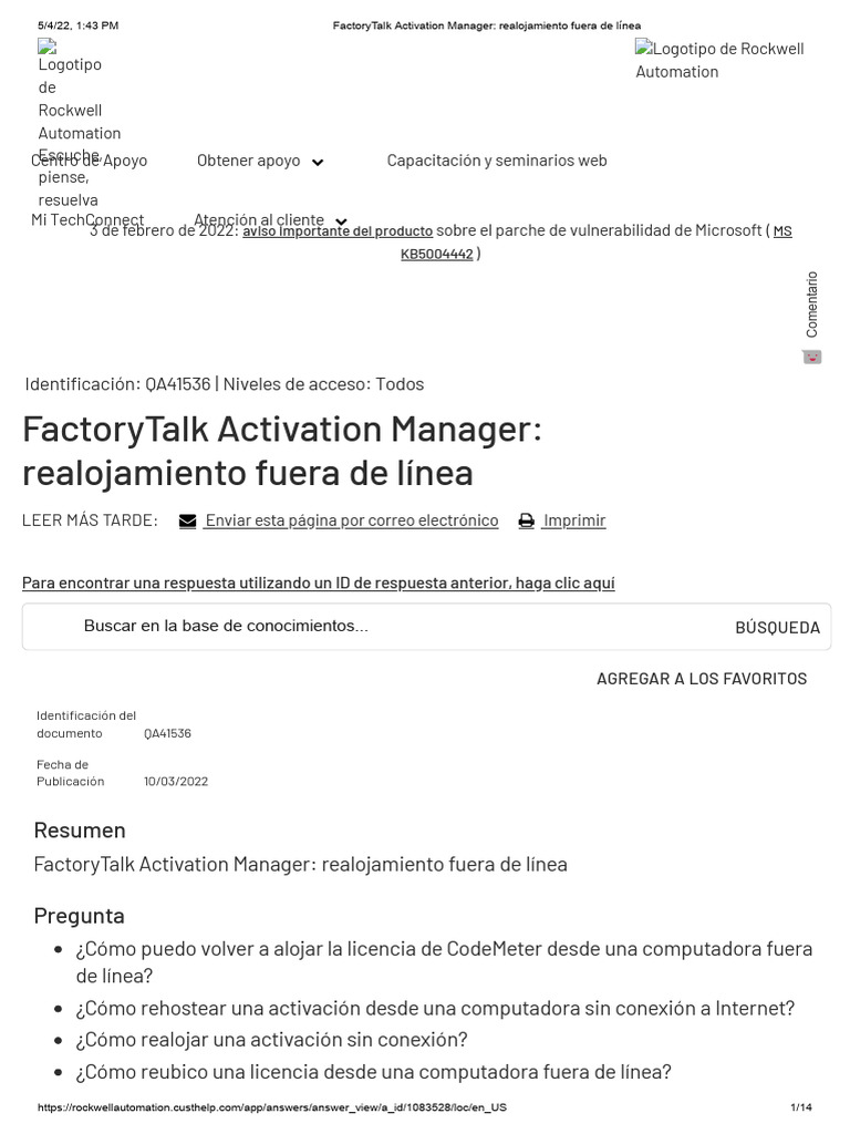 FactoryTalk Activation Manager - Realojamiento Fuer - 240304 - 090602 ...