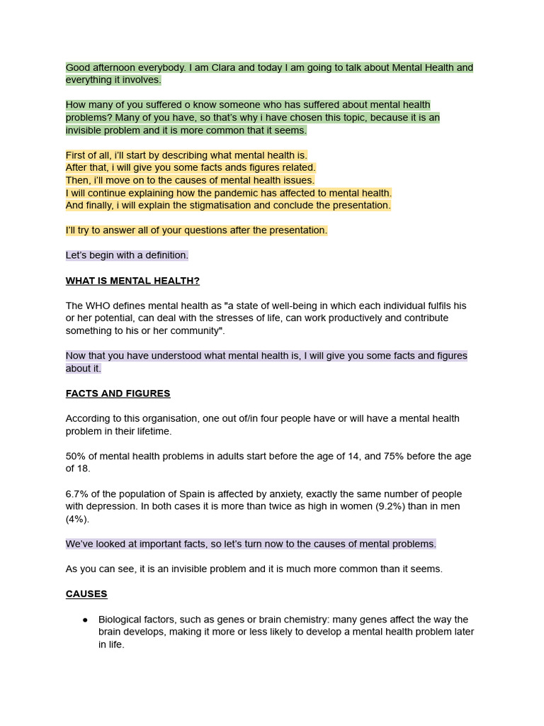 Mental Health Presentation | PDF | Mental Disorder | Mental Health