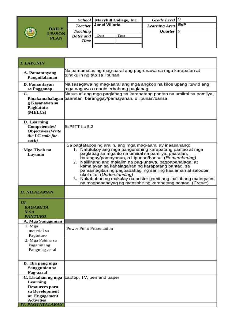 Exemplar Lesson Plan Template | PDF