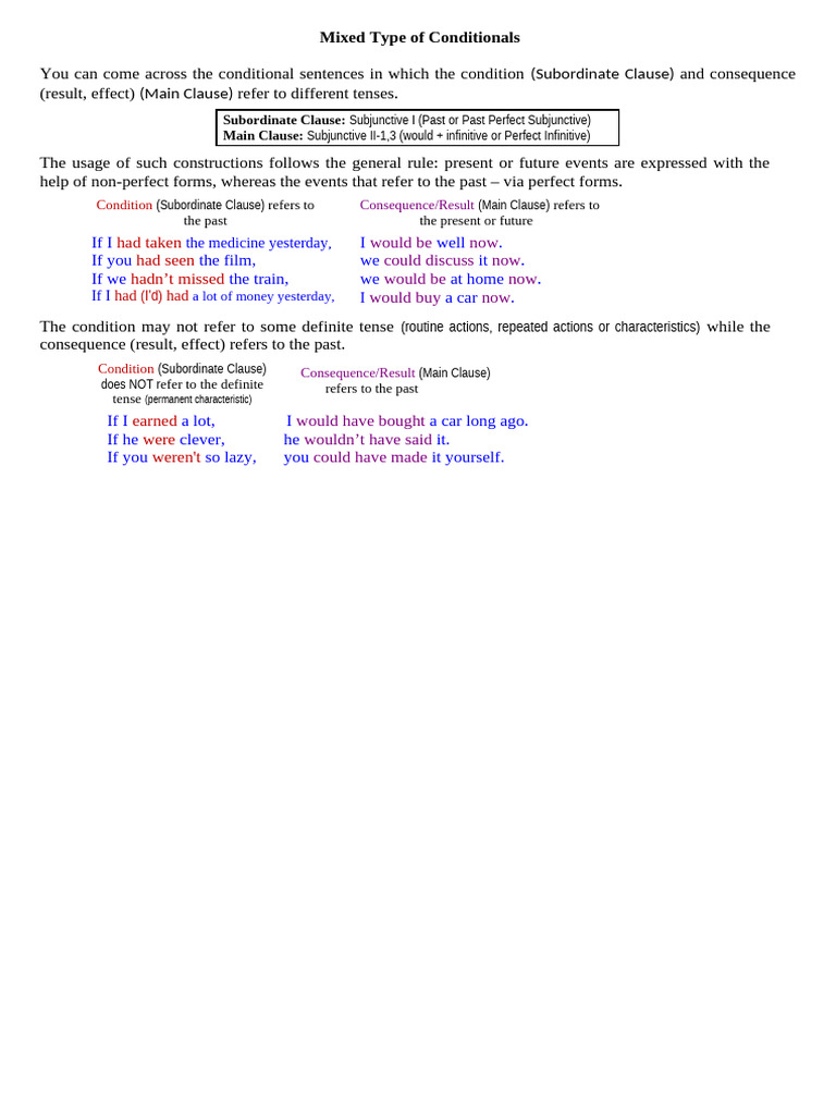 Mixed Conditionals | PDF