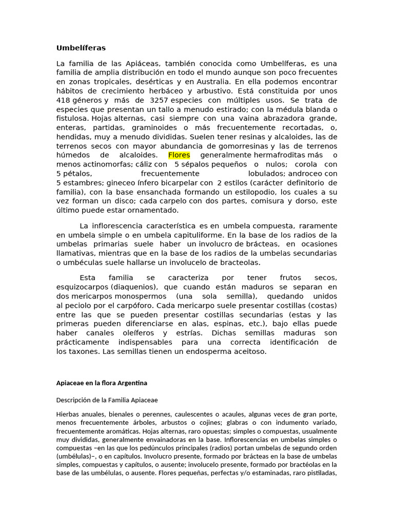 Umbelíferas | PDF | Morfología Vegetal | Plantas