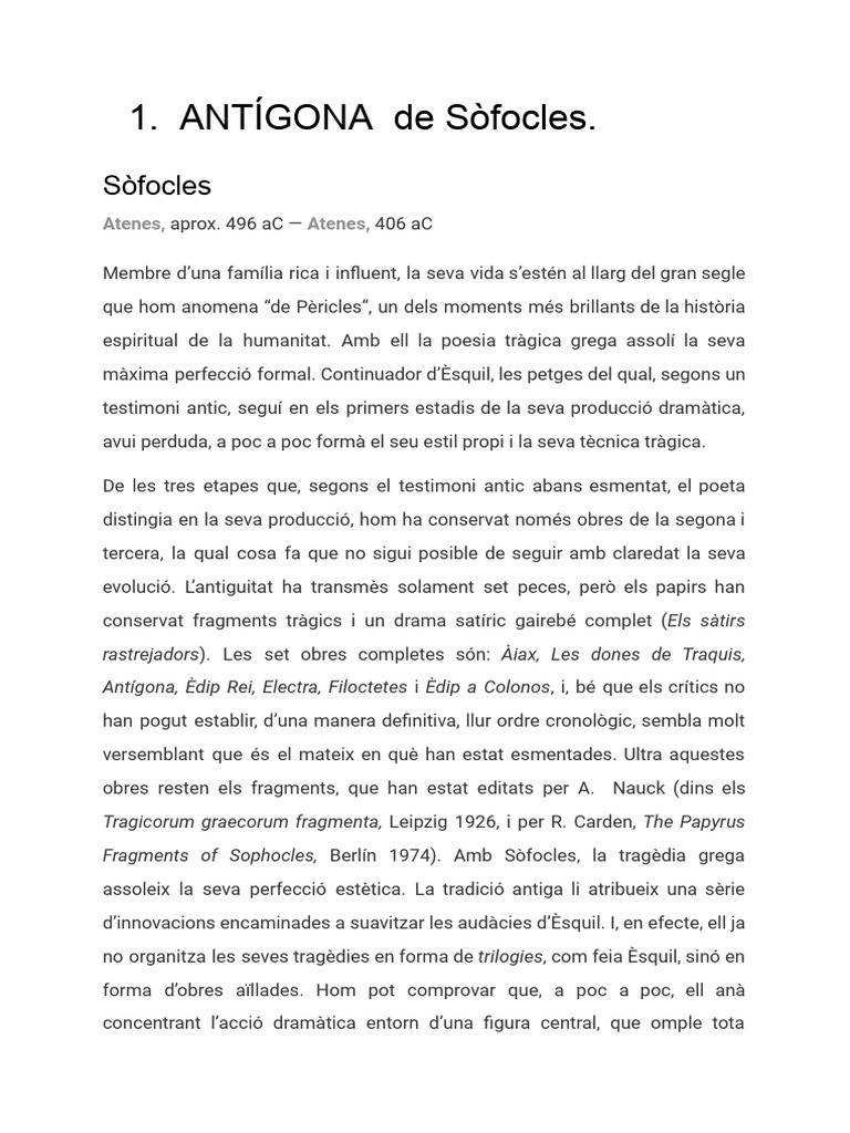 ANTÍGONA de Sòfocles | PDF