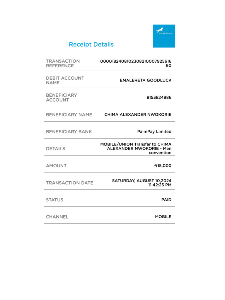 UnionMobile Receipt | PDF