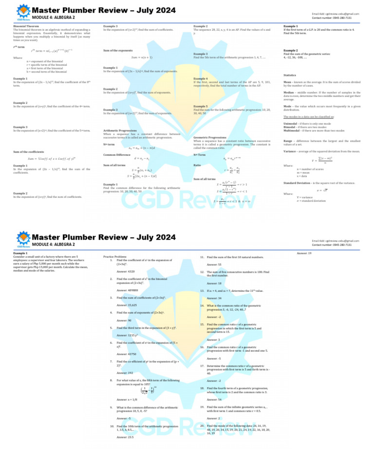 Module 4 - Algebra 2 | PDF | Mode (Statistics) | Statistical Theory